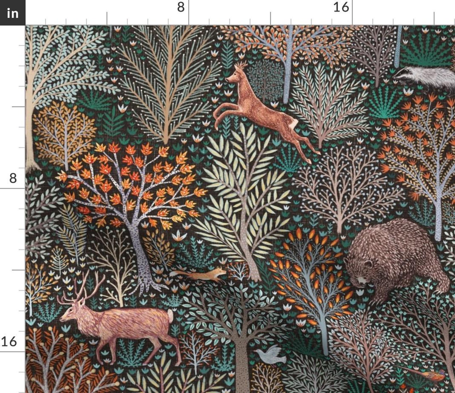 Woodland Curtain Panel - Rustic Autumn Thanksgiving Animals Leaves Pine ...