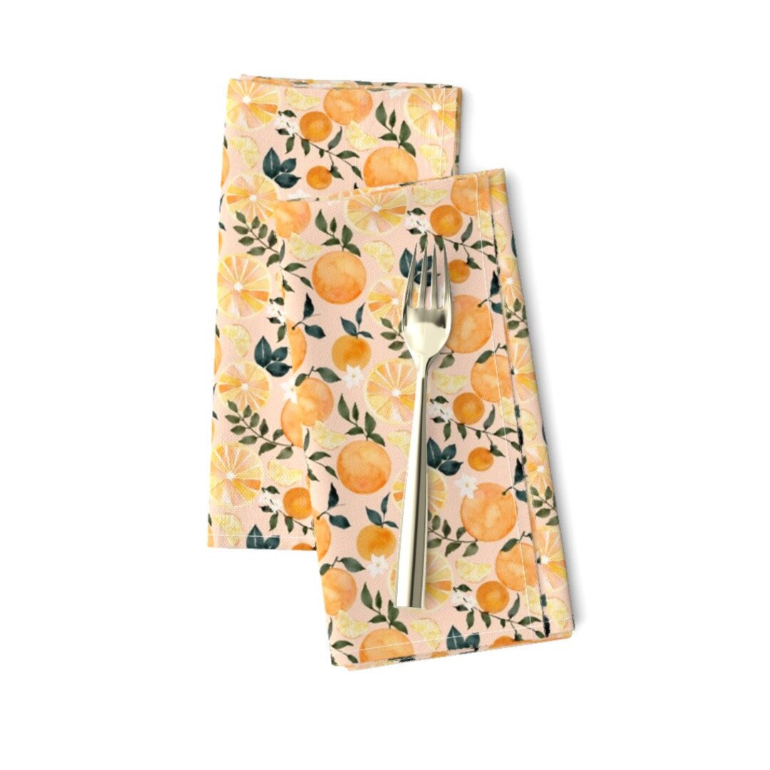 Watercolor Fruit Dinner Napkins set of 2 Citrus Oranges Peach by ...