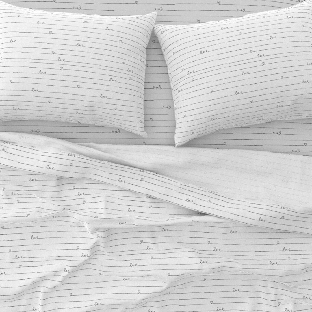 Love Sheets Love Note de hipkiddesigns Stripes Grey White - Etsy España
