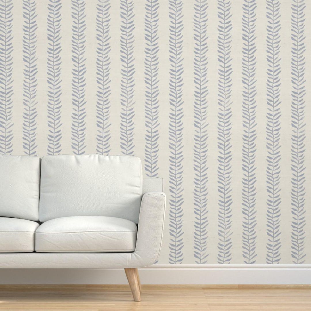 Blue Vines Textured Grasscloth Wallpaper - Botanical Vines by Forest ...