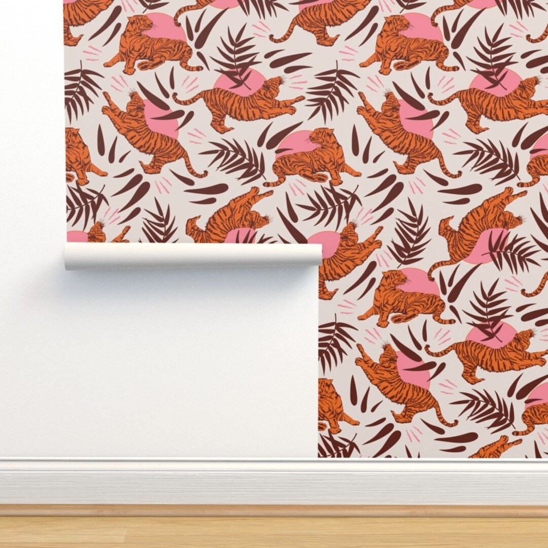 Boho Tigers Commercial Grade Wallpaper Sunset Tigers by Evamatise ...