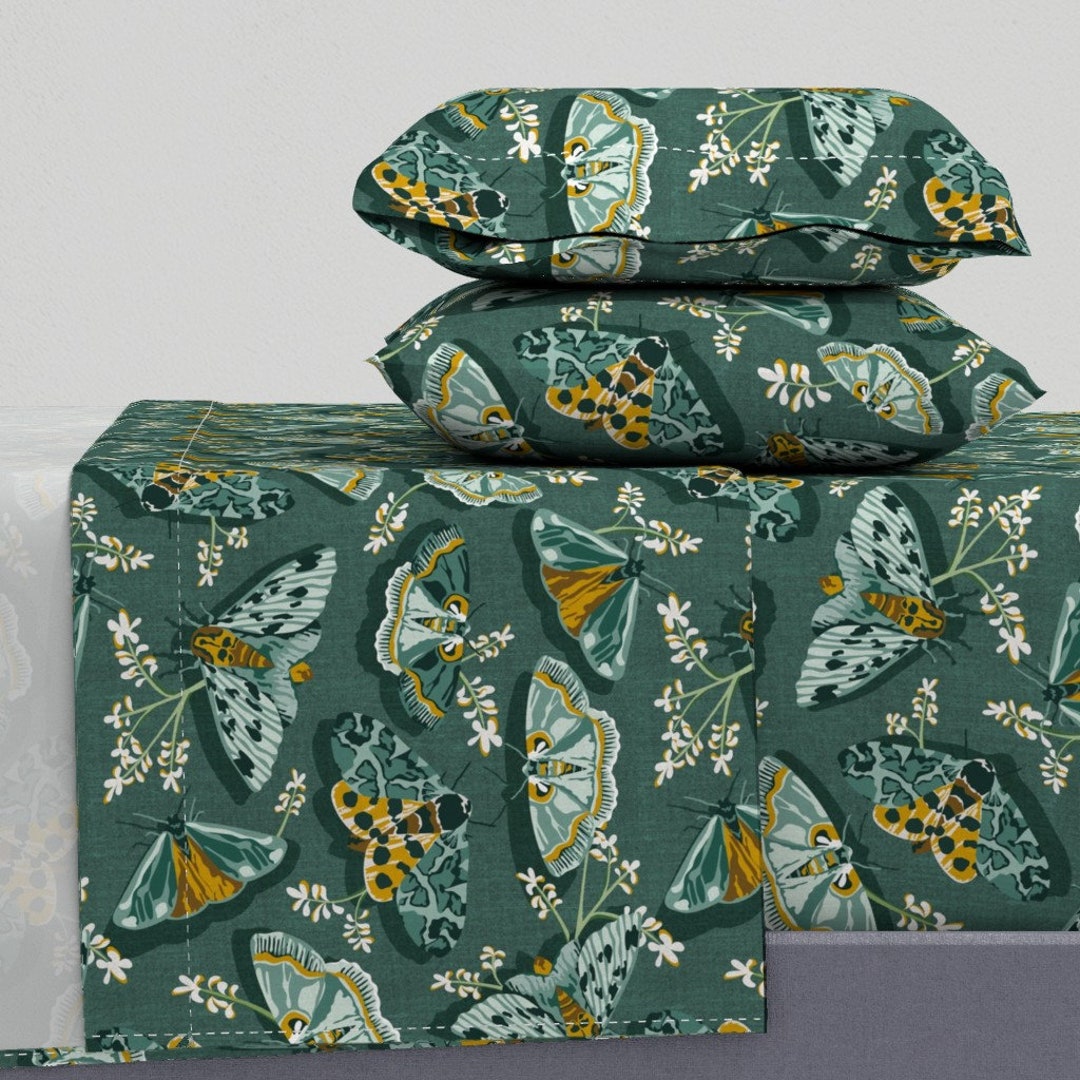 Teal Moths Sheets Gathering Moths by Heatherdutton Gold Butterflies ...