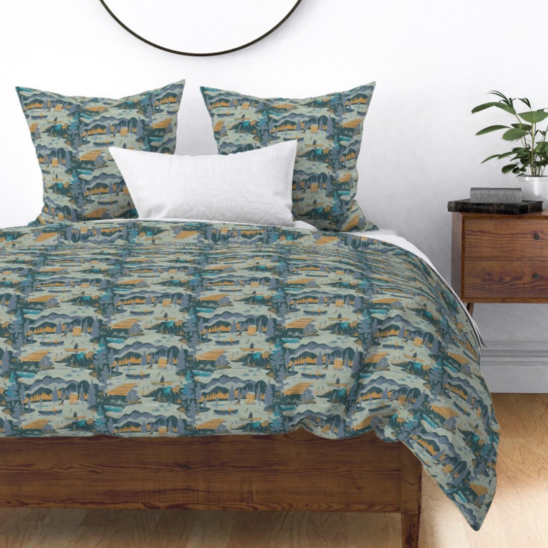 Summer Duvet Cover Lake Life by Taranealart Woods Lake - Etsy