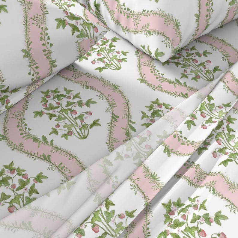 Victorian Garden Sheets - Strawberry Center Stripe by Danika_herrick ...