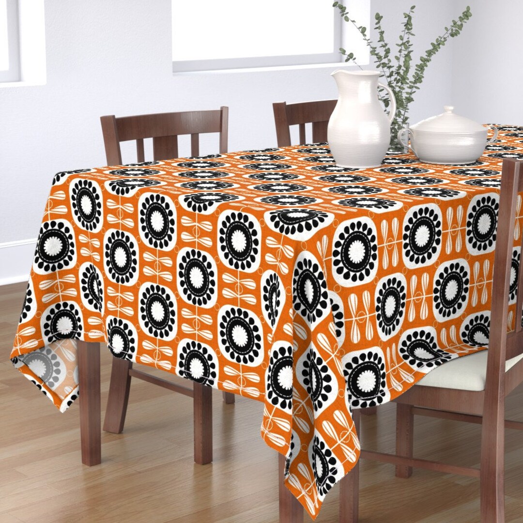 Mid Century Modern Tablecloth Scandi Flower Essence by - Etsy