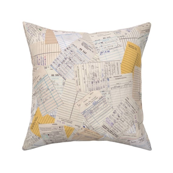 Library Cards Throw Pillow Library Card Scatter by lellobird | Etsy