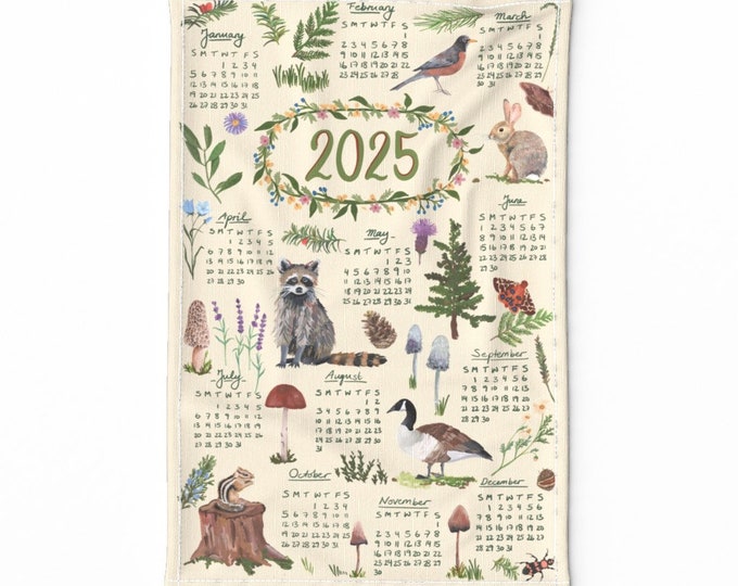 Tea Towel Calendar 2025 Fancy That Design House Cotton Cloth Fabric - Etsy