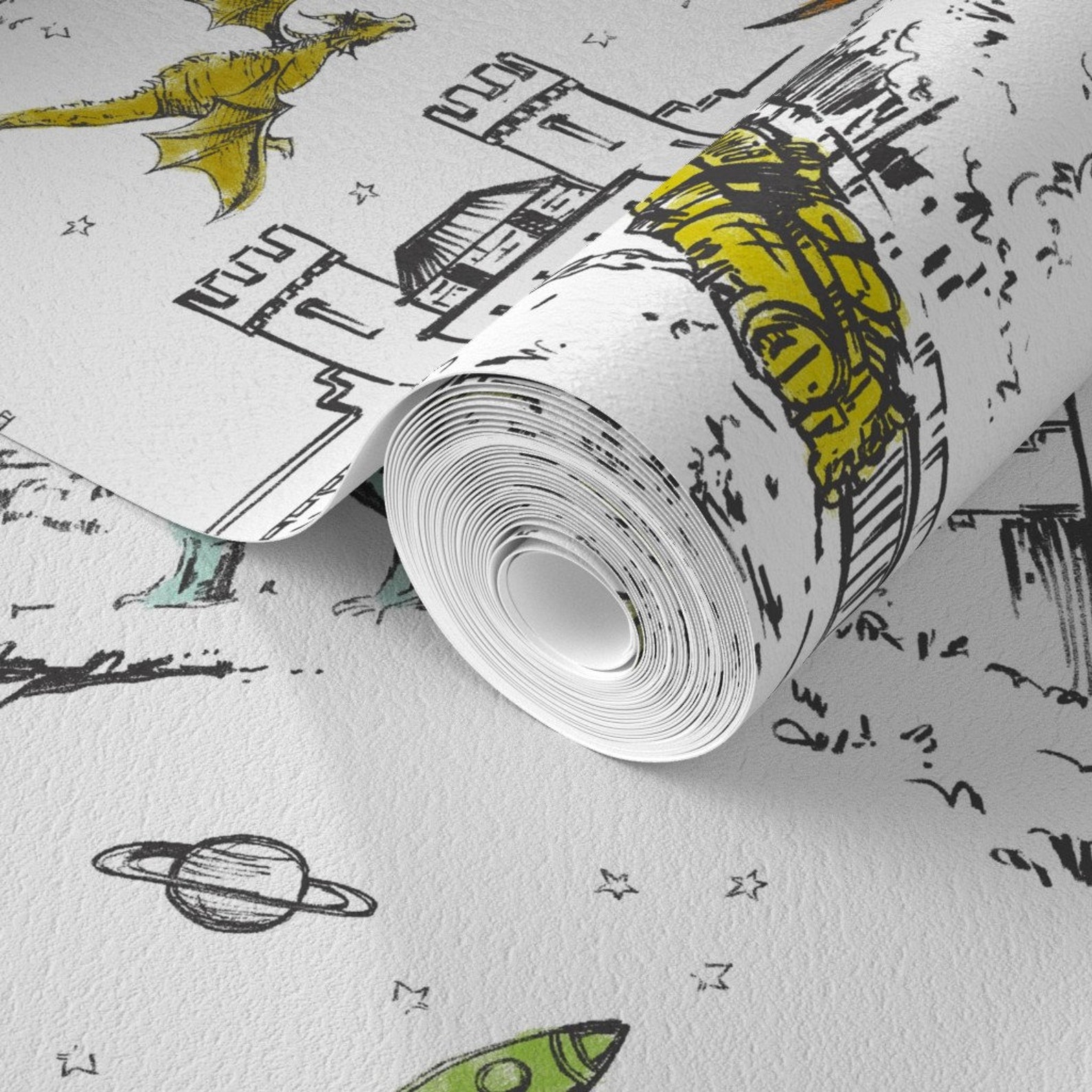 Imagination Toile Non-pasted Wallpaper Bright Pastel Fun Fantasy ...