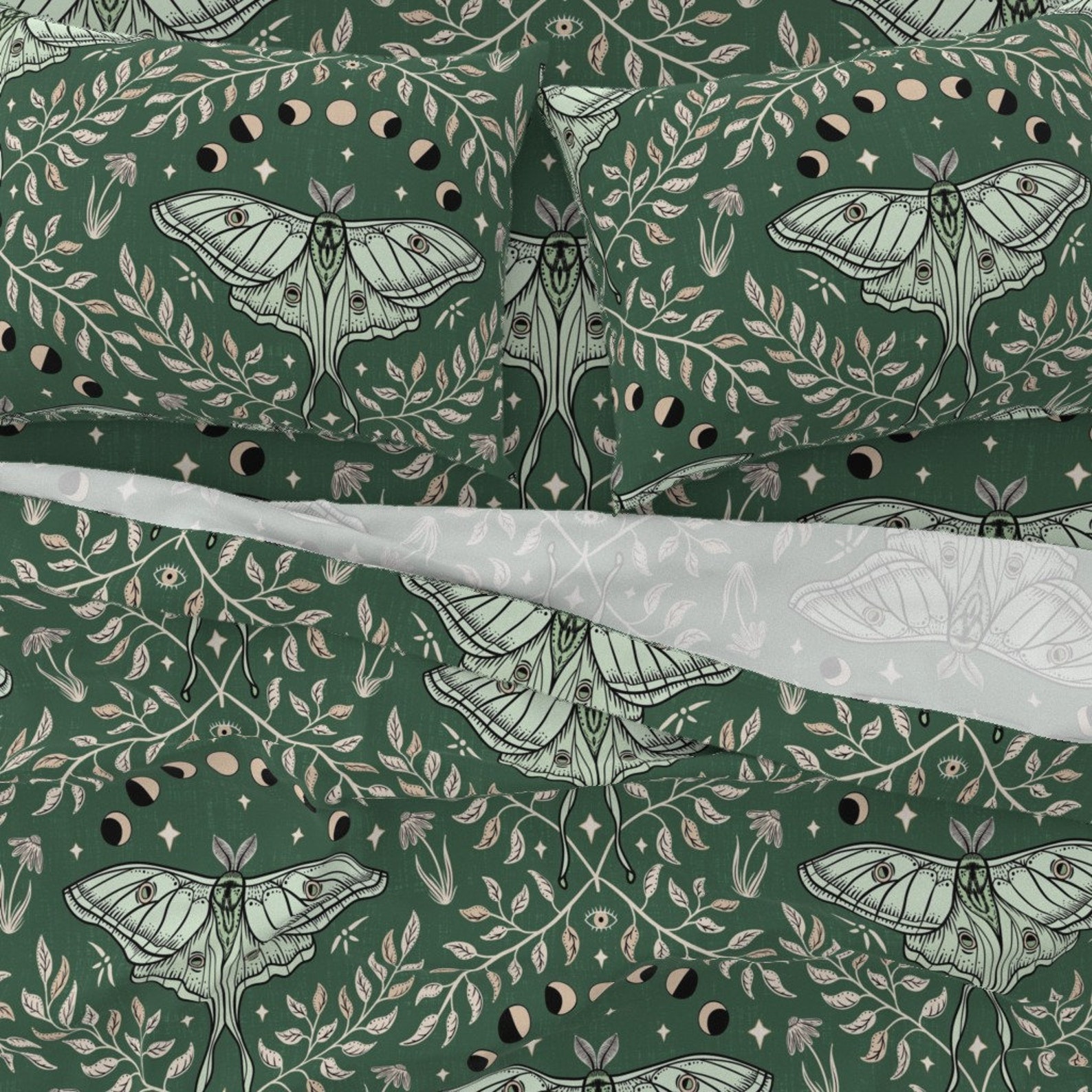 Boho Night Sky Sheets Luna Moths Damask by - Etsy