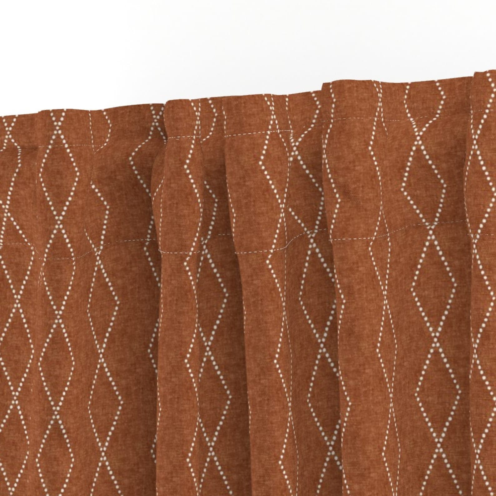 Geometric Diamond Curtain Panel - Rust Burnt Orange Modern Farmhouse ...