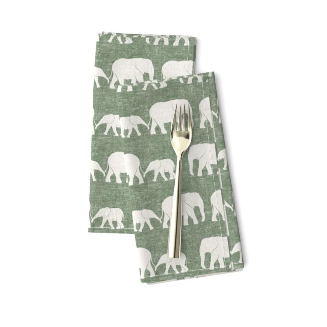 Sage Green Elephants Dinner Napkins Set of 2 - Neutral Boho Gender ...
