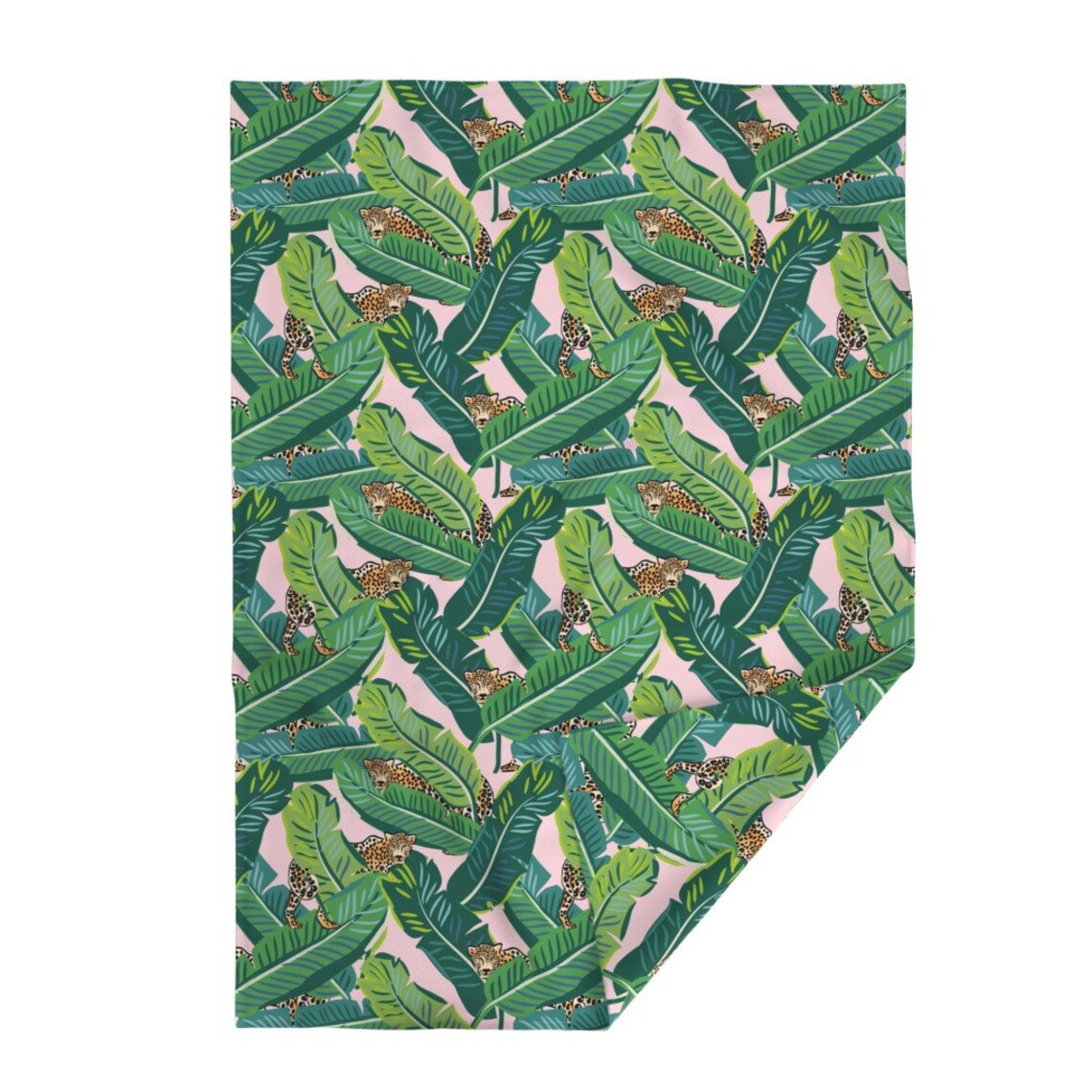 Jungle Throw Blanket Cheetah & Tropical Leaves on Pink by - Etsy
