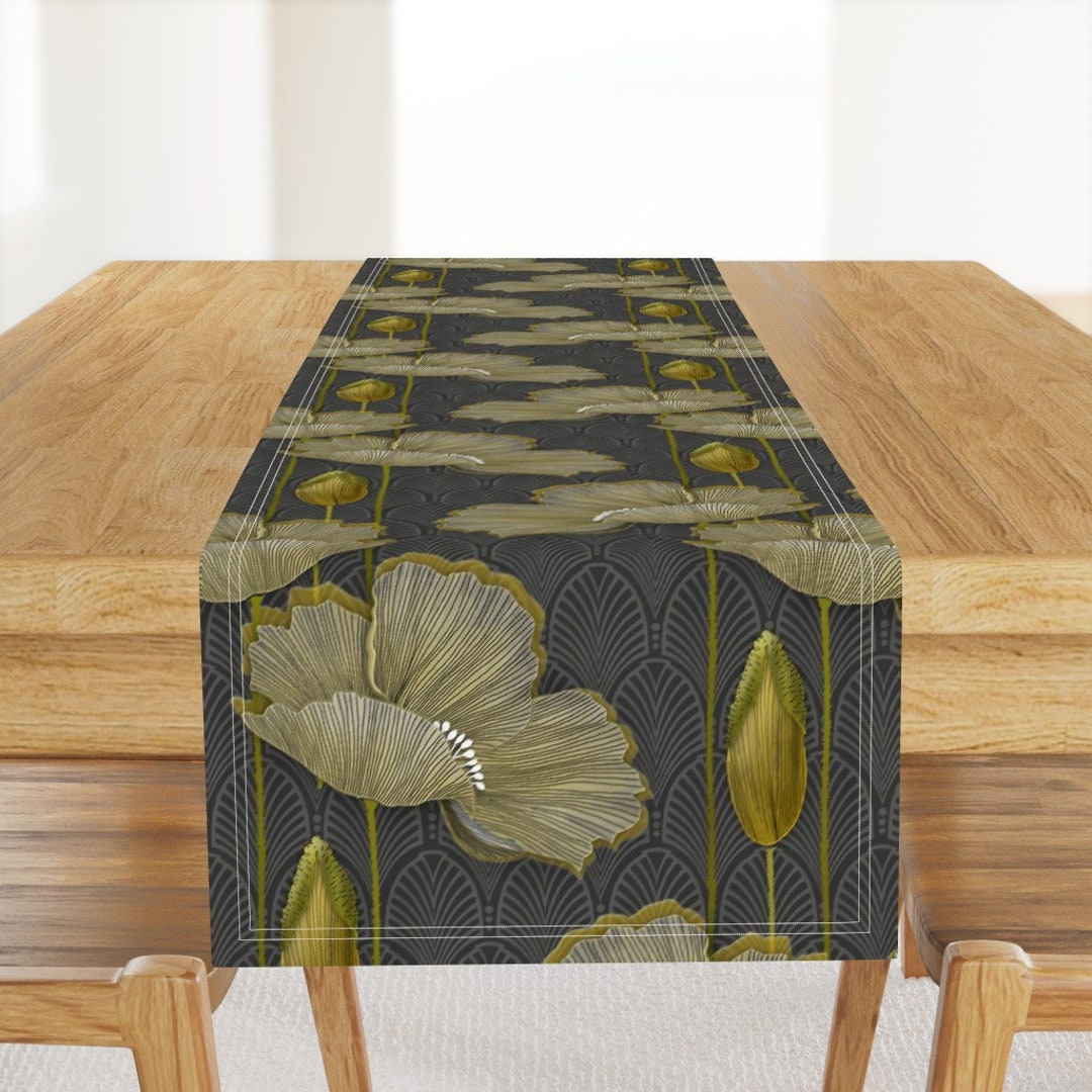 Art Decor Poppy Table Runner - Art Deco Fleurs Dor by J9design ...