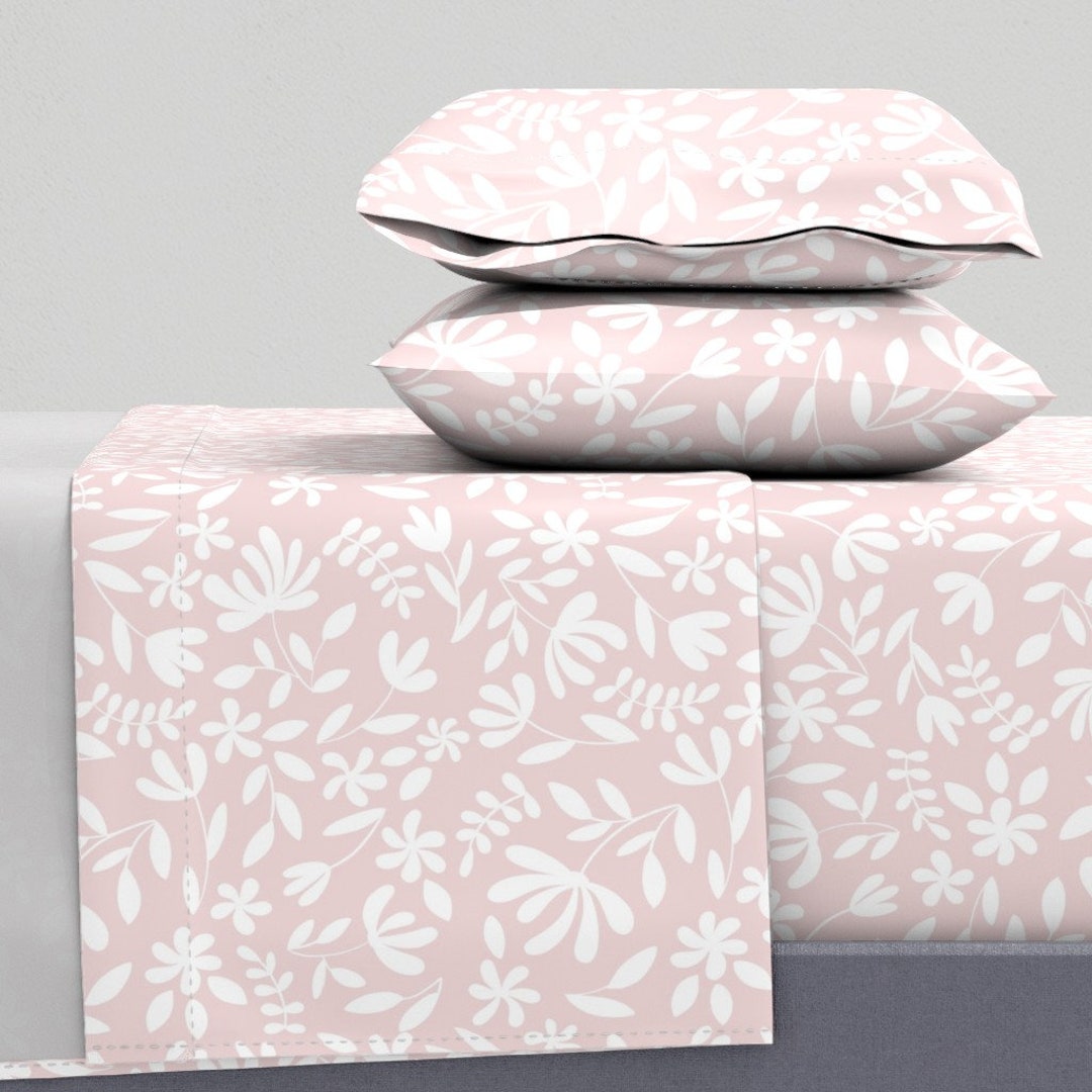 Pastel Pink Floral Sheets Blush Florals by Bluebirdcoop Pink Botanical ...