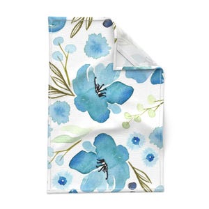 Watercolor Tea Towels set of 2 Blue Spring by Mint_tulips Floral ...