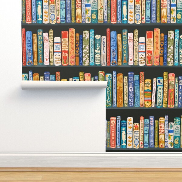 Bookshelf Wallpaper - Etsy