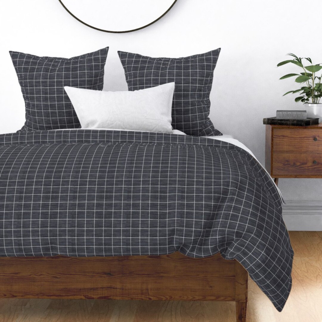 Grid Duvet Cover Boho Denim Grid by Holli_zollinger Check - Etsy
