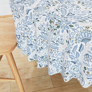 Grandmillennial Tablecloth Victorian Blue Damask by Creativeinchi ...
