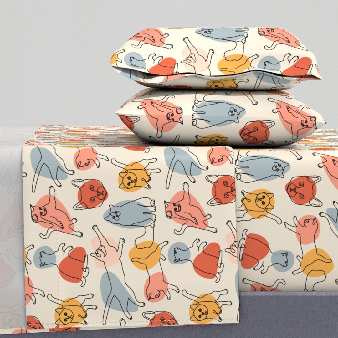 Doodles Cats Sheets Cat Line by Vilmosvarga Line Art Cream - Etsy