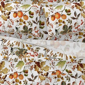 Fall Sheets Vintage Botanical Autumn by Redbriarstudio - Etsy