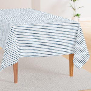 Modern Nautical Tablecloth - Blue Stripes Watercolor by Hipkiddesigns ...