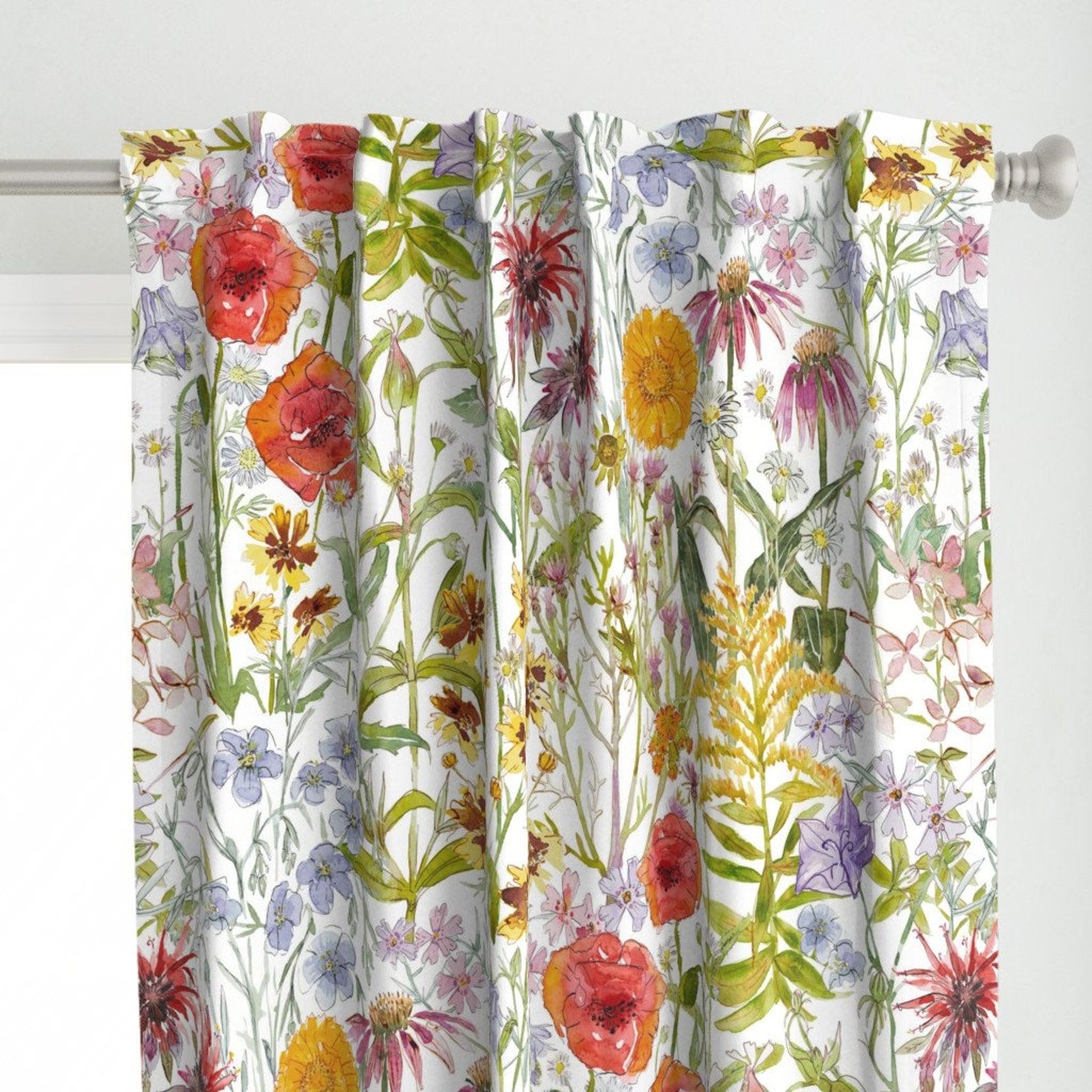 Wildflowers Curtain Panel The Flowers In My Garden by | Etsy