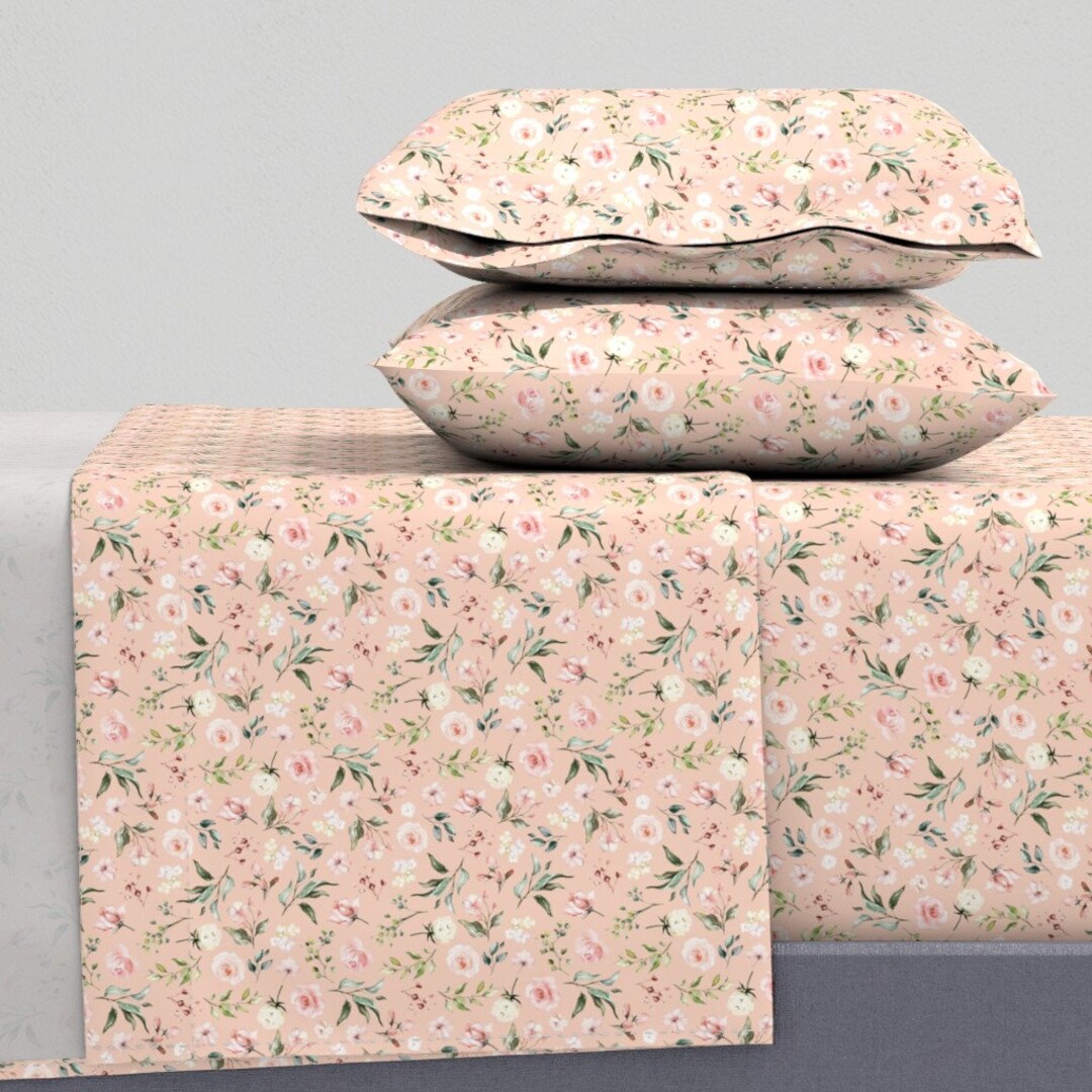 Ditsy Scale Floral Sheets Blush Floral Rose by - Etsy