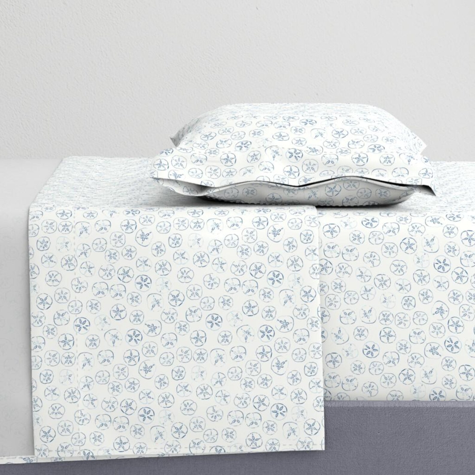 Blue Sand Dollar Sheets - Sand Dollar by Kamides - Coastal Nautical ...