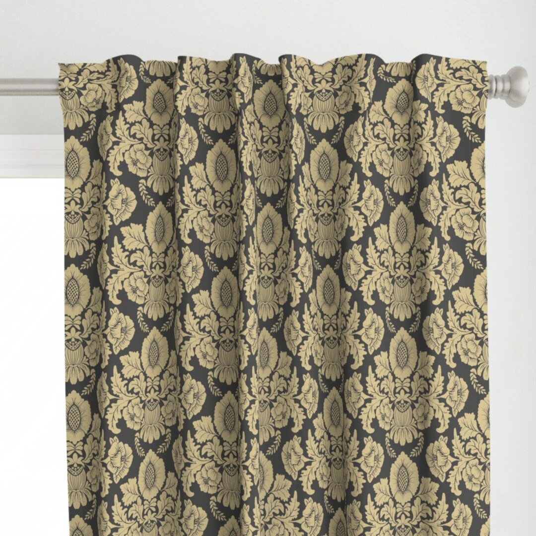 Victorian Damask Curtain Panel Damask Cream Grey Large by S__marie ...
