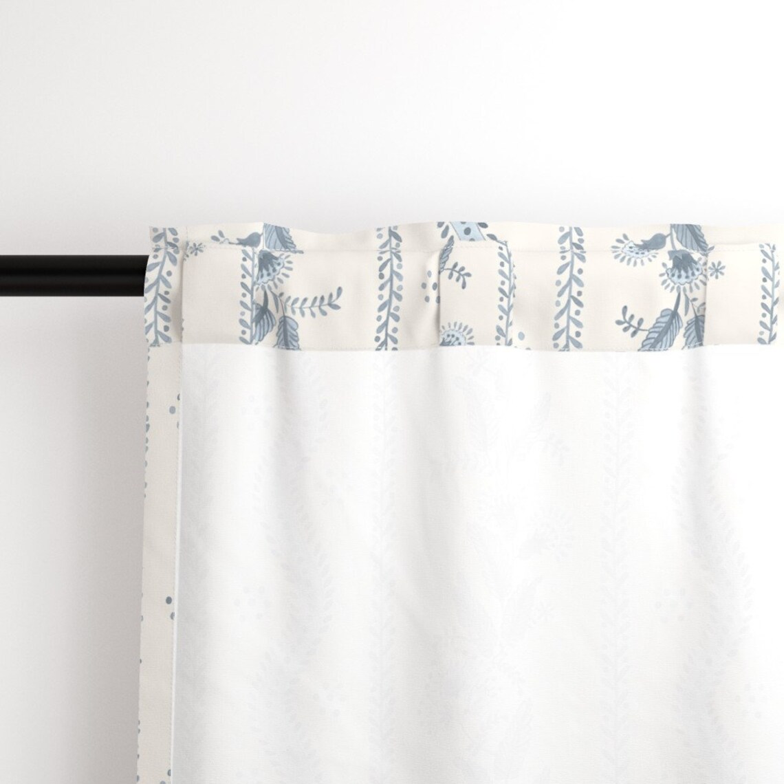Botanical Floral Curtain Panel - Blue Cottage Spring Summer ...