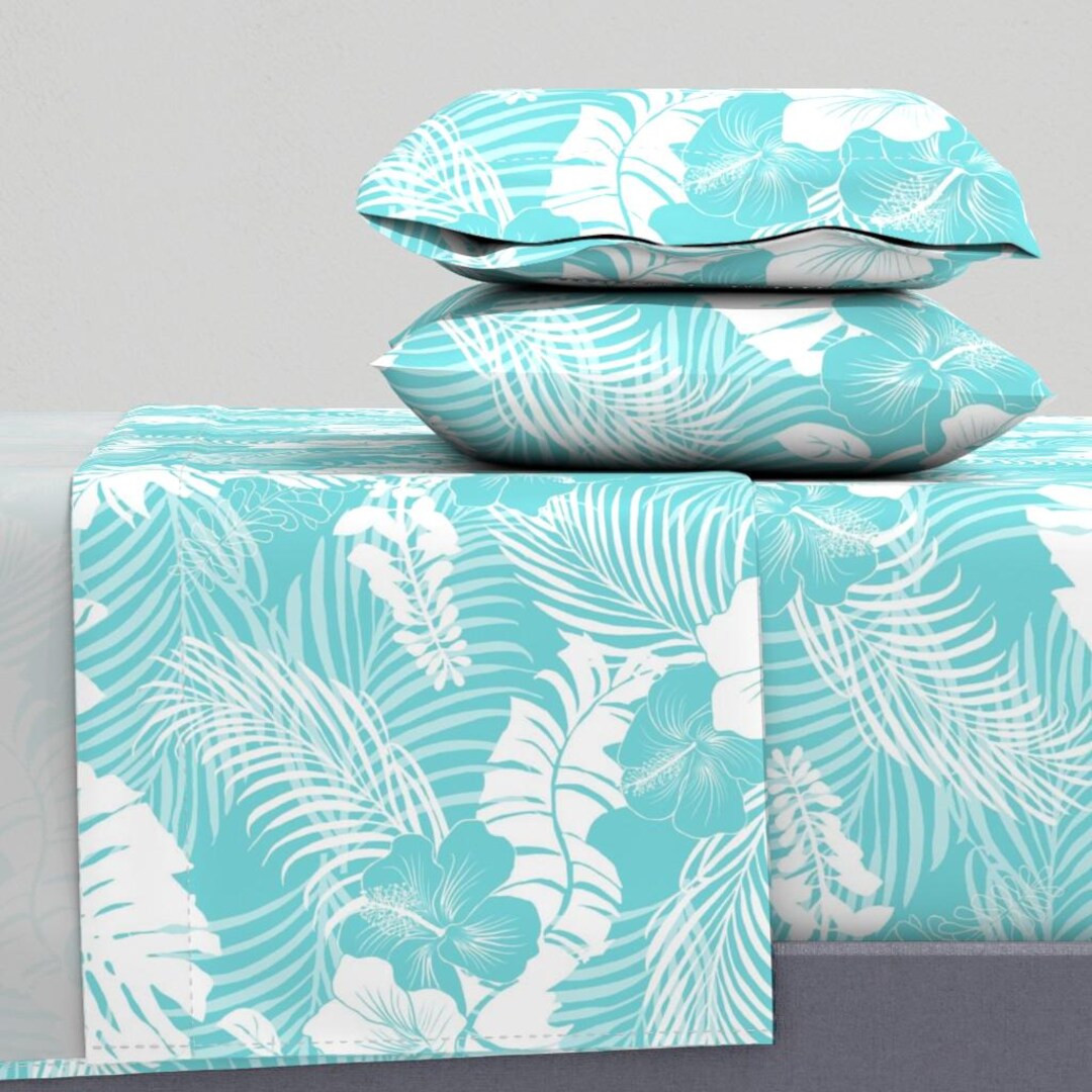 Tropical Sheets - Aloha Nui Light Turquoise by Kadyson - Blue Jumbo ...