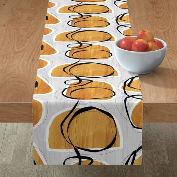 Abstract Midcentury Table Runner Abstract Circles by - Etsy
