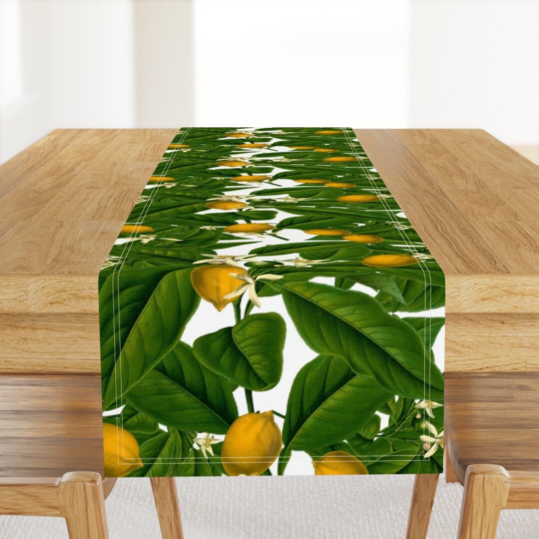Vintage Table Runner Lemon Botanical by Peacoquettedesigns - Etsy