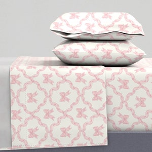 Pink Bow Sheets Ribbon Diamond by Nessnordberg Ribbon Trellis Pastel ...