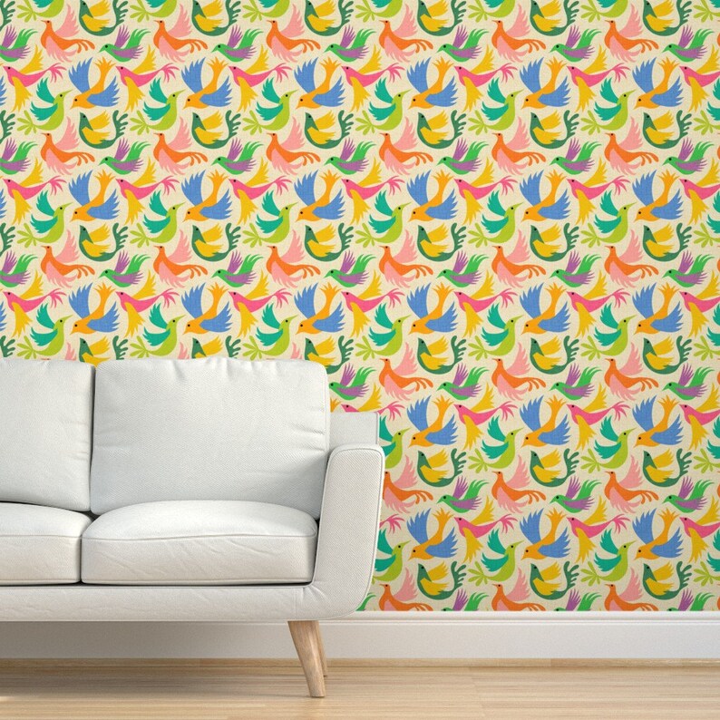 Whimsical Birds Commercial Grade Wallpaper Fly Your Own - Etsy