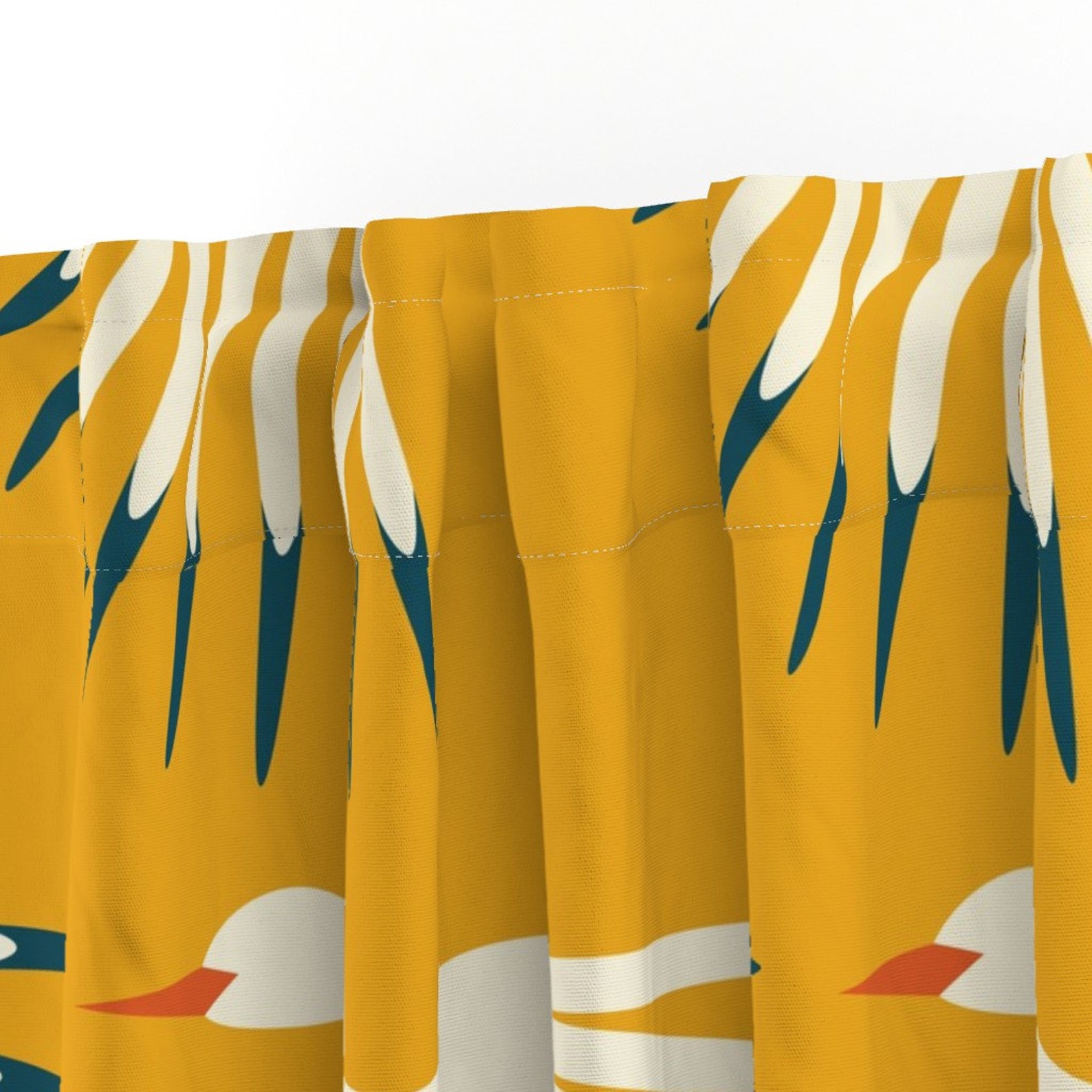 Deco Cranes Curtain Panel - Bird Wallpaper Art Deco Home Decor ...