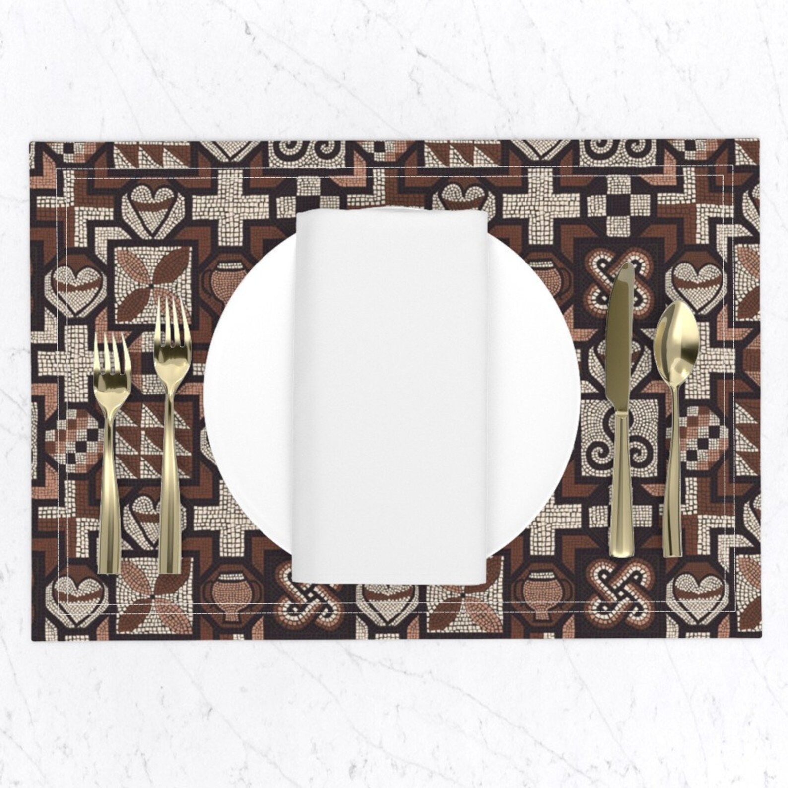 Mosaic Tiles Placemats set of 2 Roman Mosaic by - Etsy