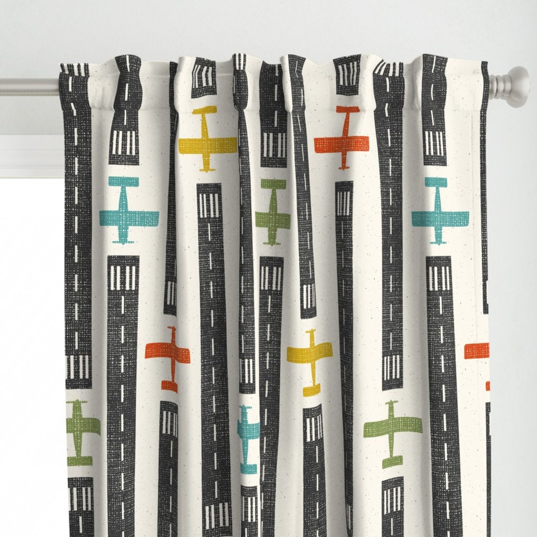 Minimalist Airplanes Curtain Panel Clear to Land by Studioxtine Runway ...
