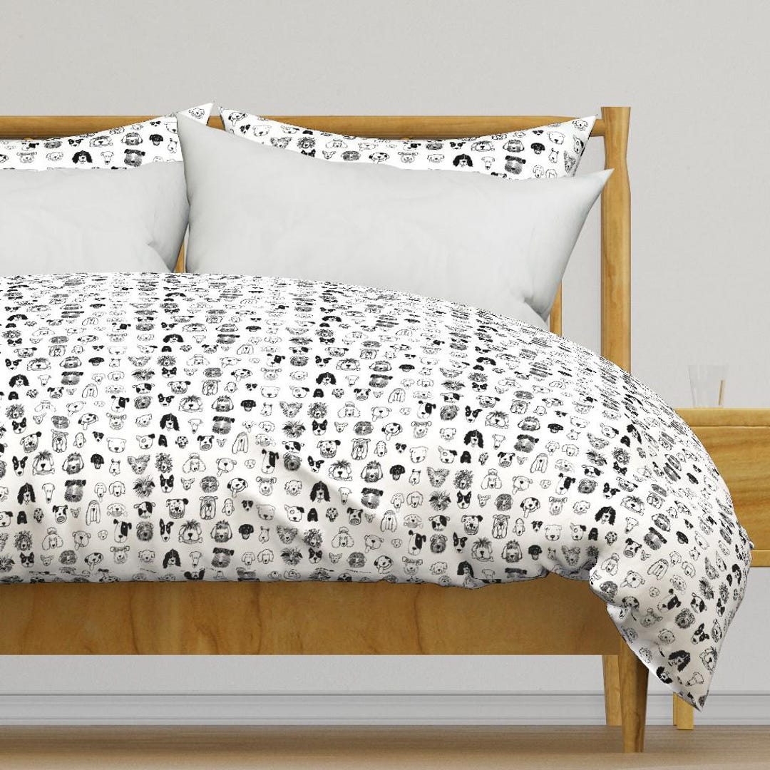 Dog Doodles Bedding - Black and White Dogs by Littleislandcompany ...