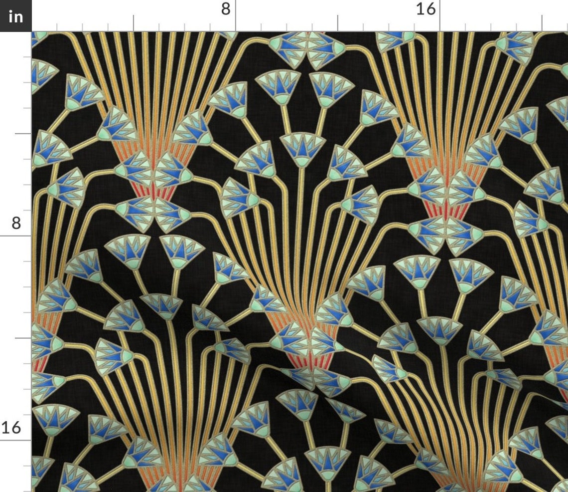 Art Deco Throw Blanket Papyrus Flowers by Analinea - Etsy