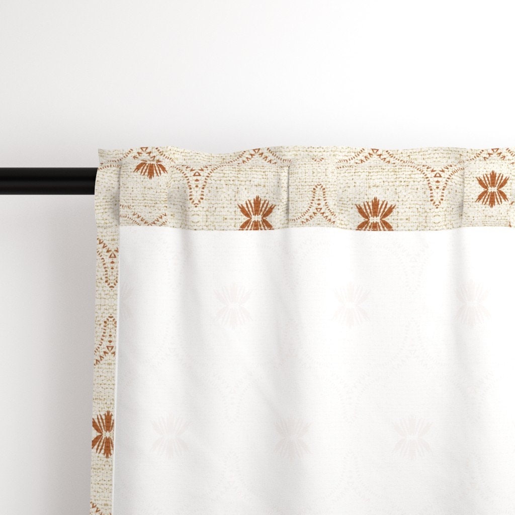 Earthy Boho Curtain Panel - Faux Woven Texture Earth Tone Terra Cotta Rust Neutral Custom ...