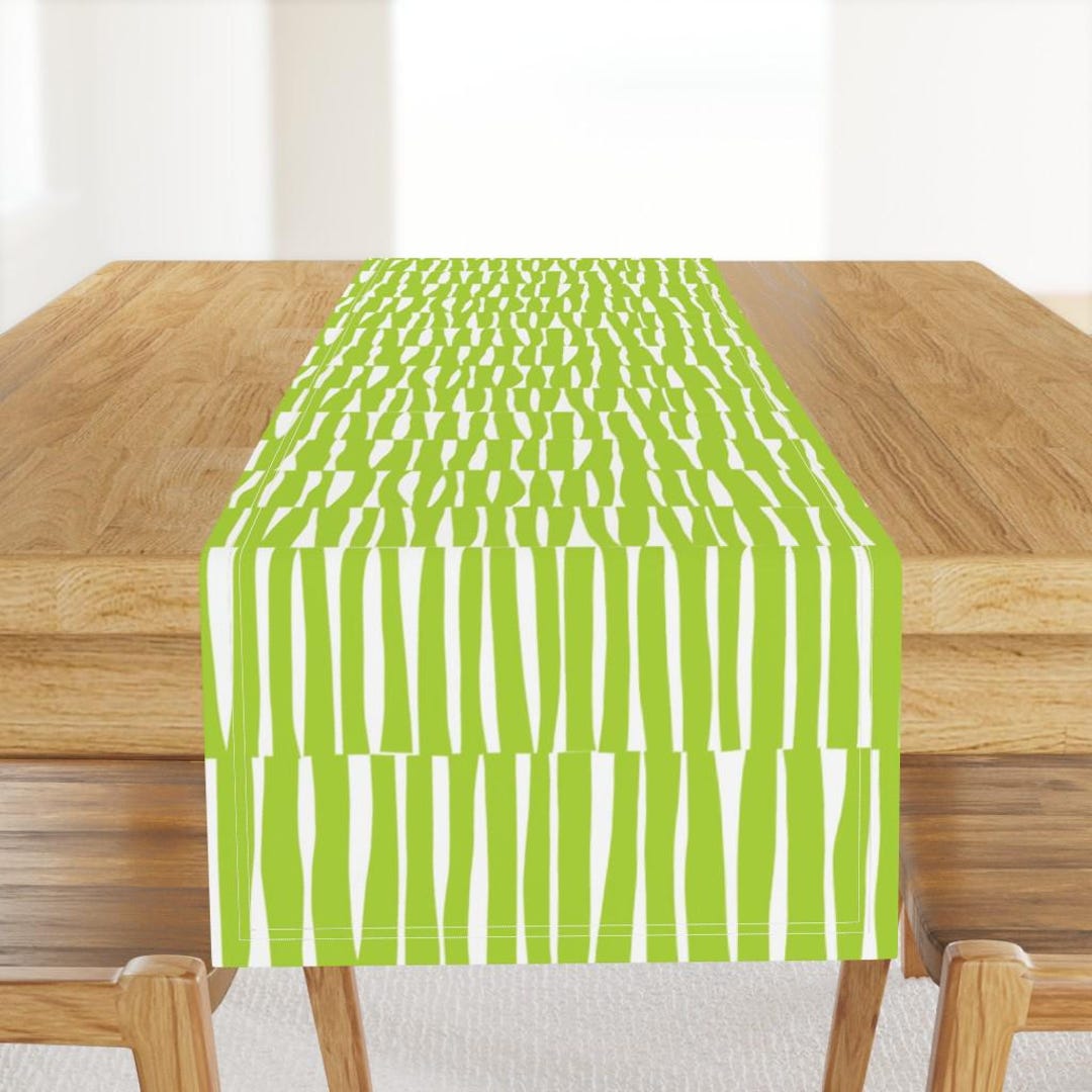 Geometric Stripe Table Runner - Bright Lime Simple Classic Bright Prep ...