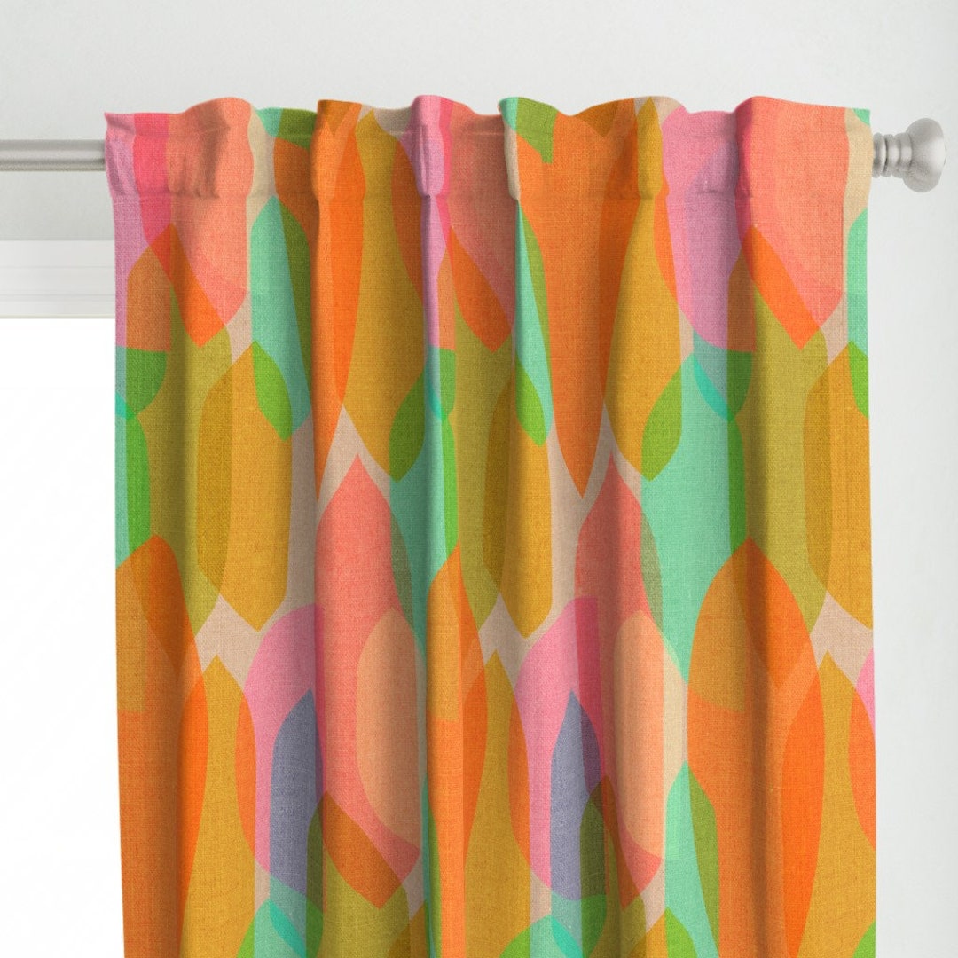 Abstract Color Block Curtain Panel - Midcentury Modern Bright Pastel ...