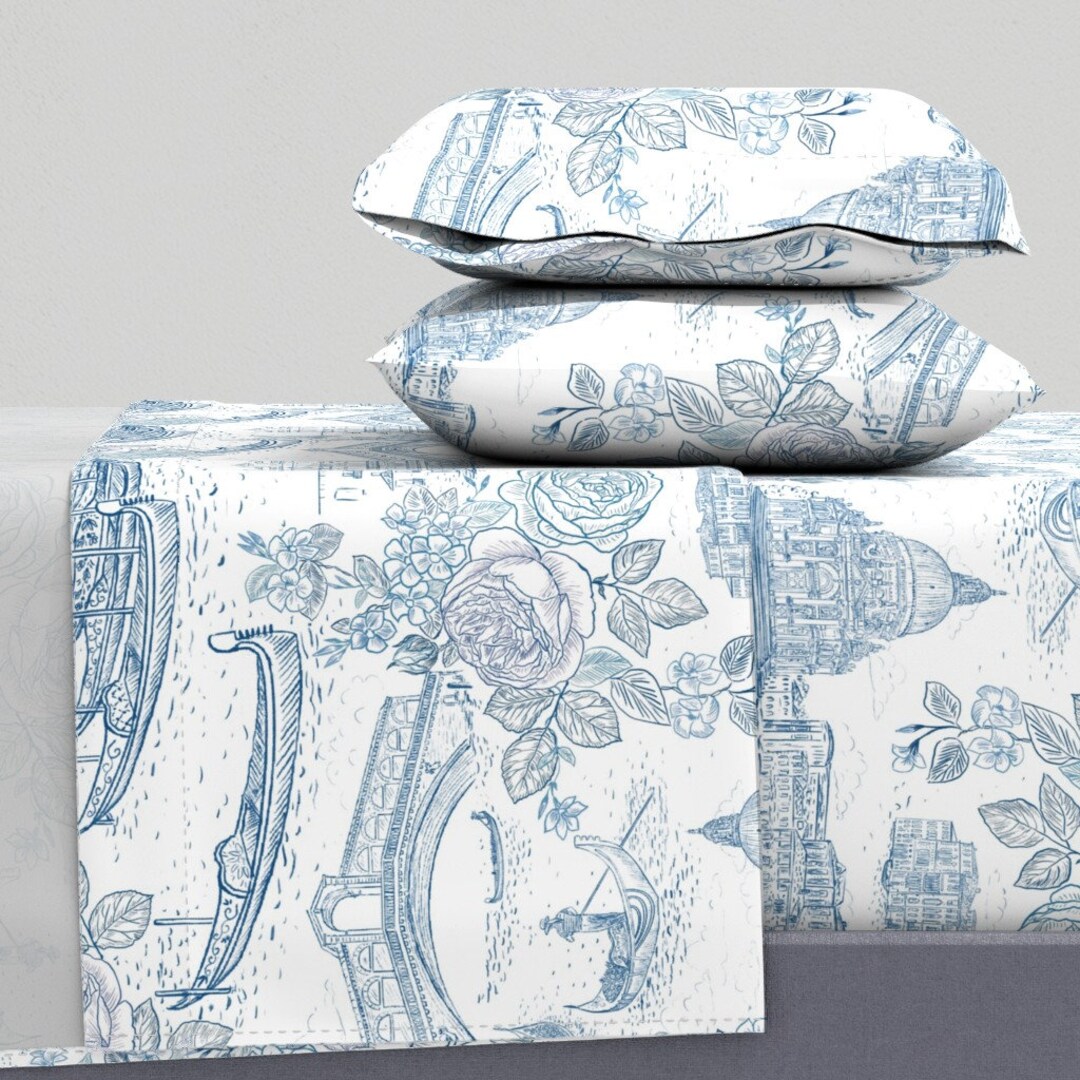 Venice Toile Sheets Blue Toile De Venezia by Helenpdesigns Toile De ...