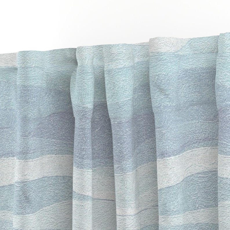 Minimal Coastal Curtain Panel - Ocean Nautical Cerulean Powder Blue ...