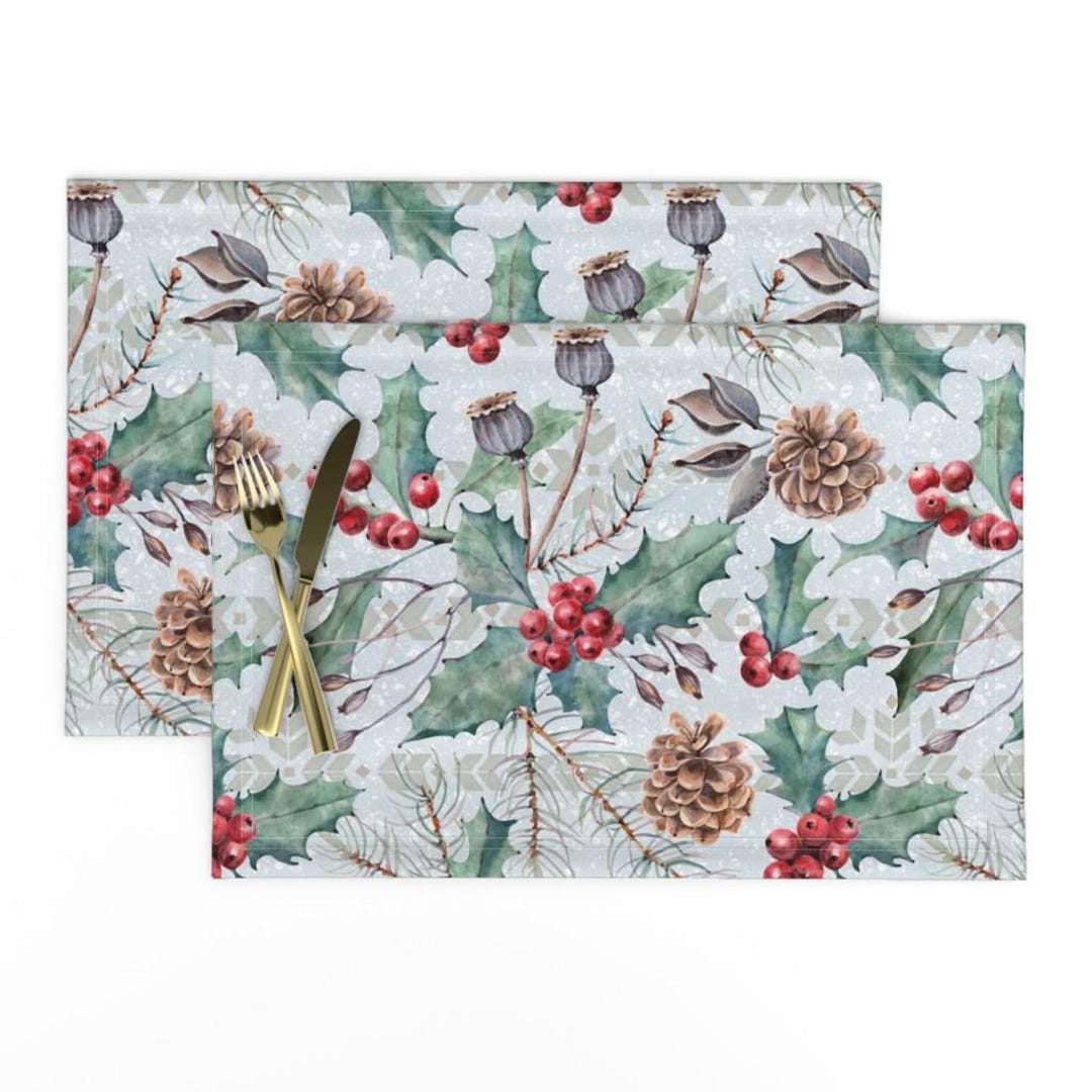 Christmas Placemats set of 2 Winter Flora by Malibu_creative Holly ...