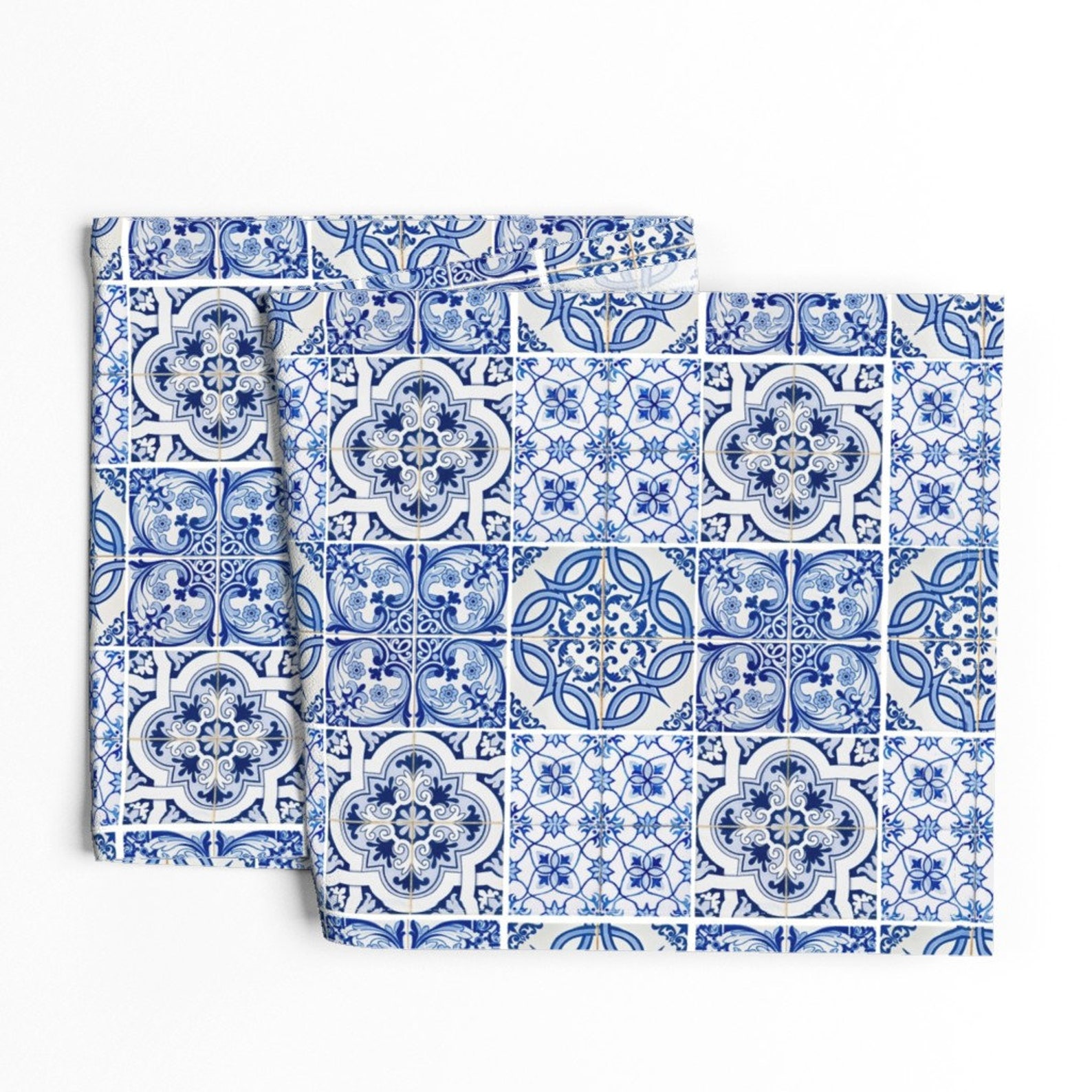 Mediterranean Tile Table Runner - Blue White Floral Moroccan Summer ...