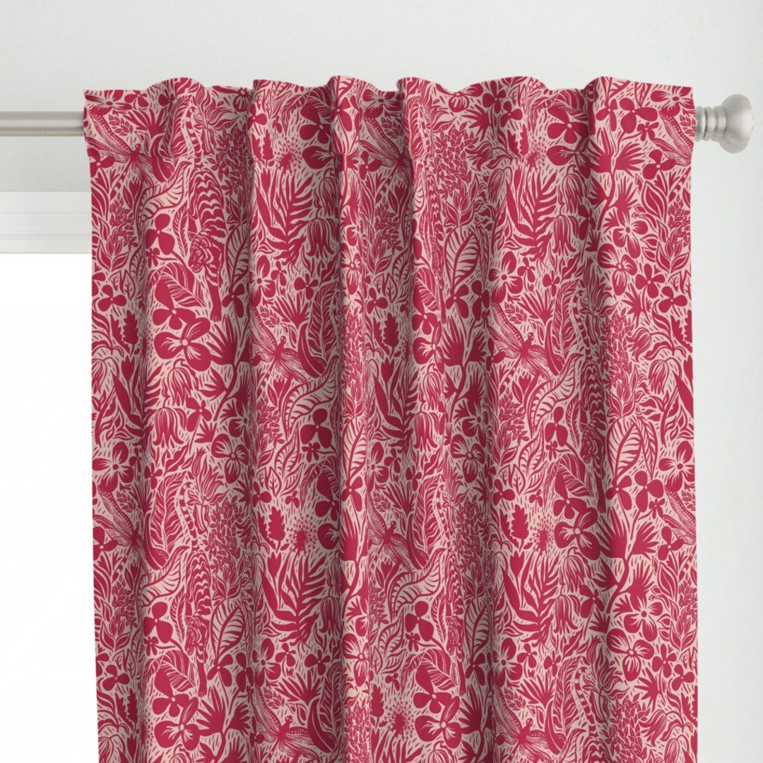 Maximalist Tiger Curtain Panel Magenta Oasis by Amysuther - Etsy