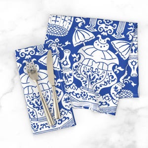 Modern Chinoiserie Dinner Napkins Set of 2 - Asian Art Inspired Blue ...