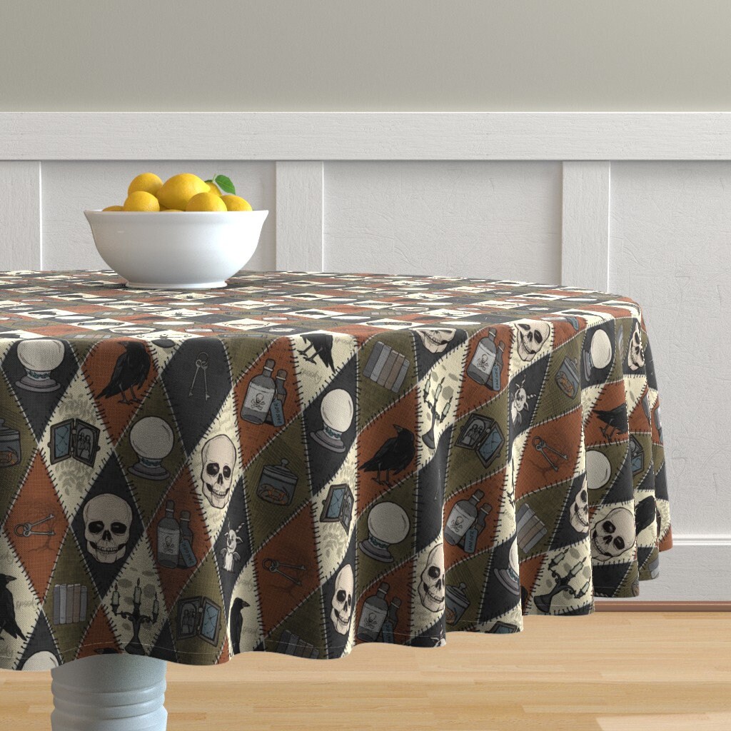 Skull Round Tablecloth Retro Gothic Halloween Patchwork de | Etsy